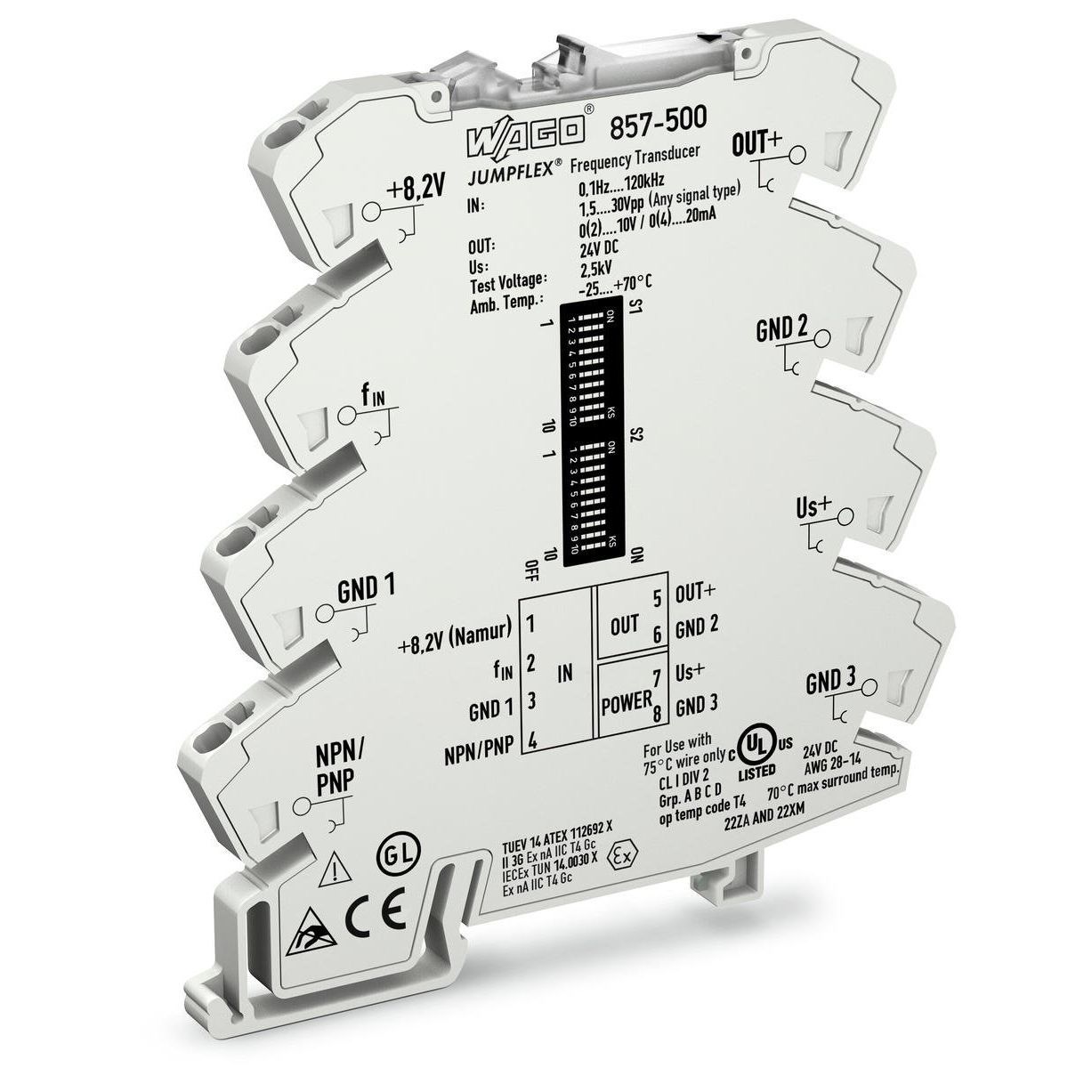 Analog signal conditioner - 857-500 - WAGO - configurable / DIN rail