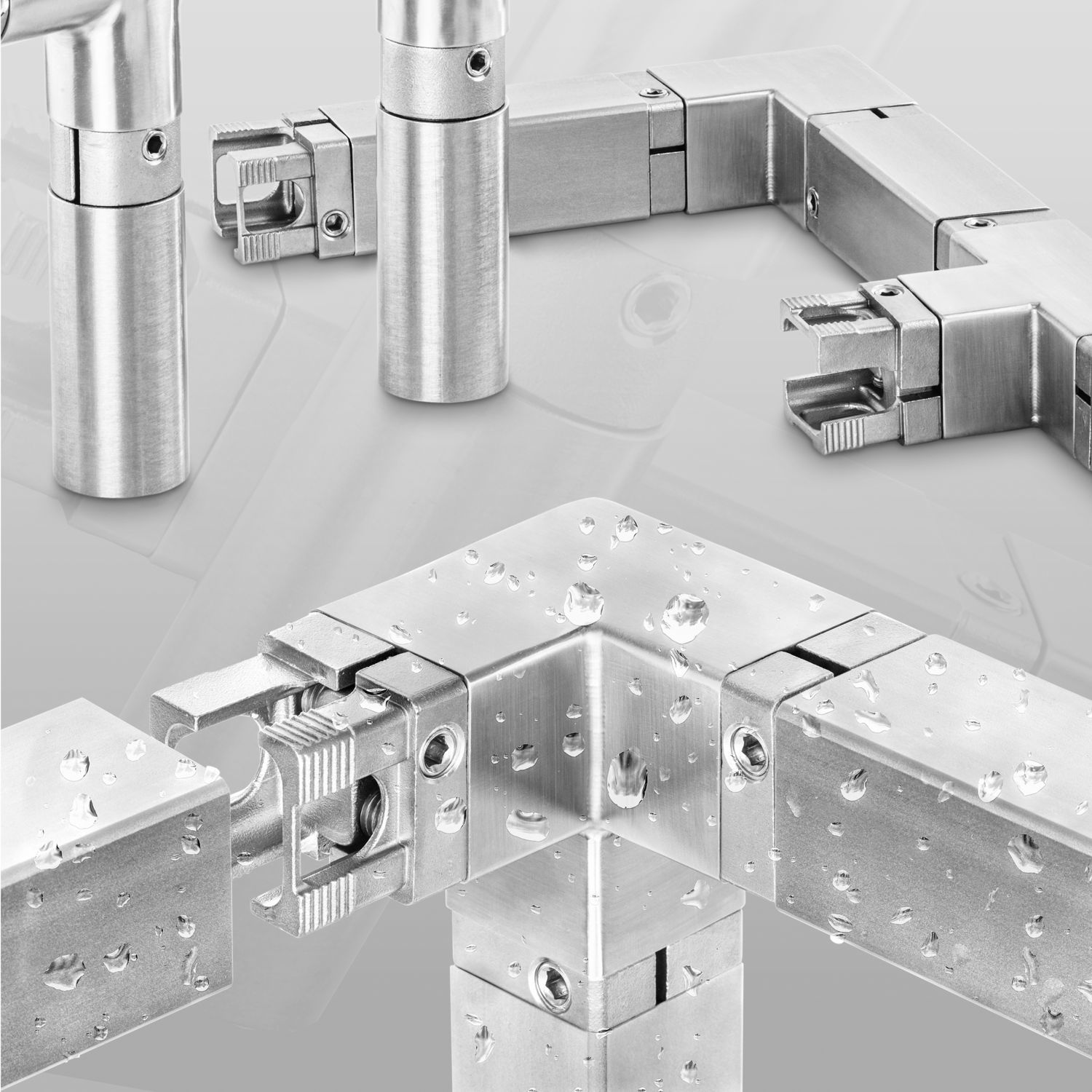 Square tube connector - EMS - RK Rose+Krieger GmbH - cross / T / elbow