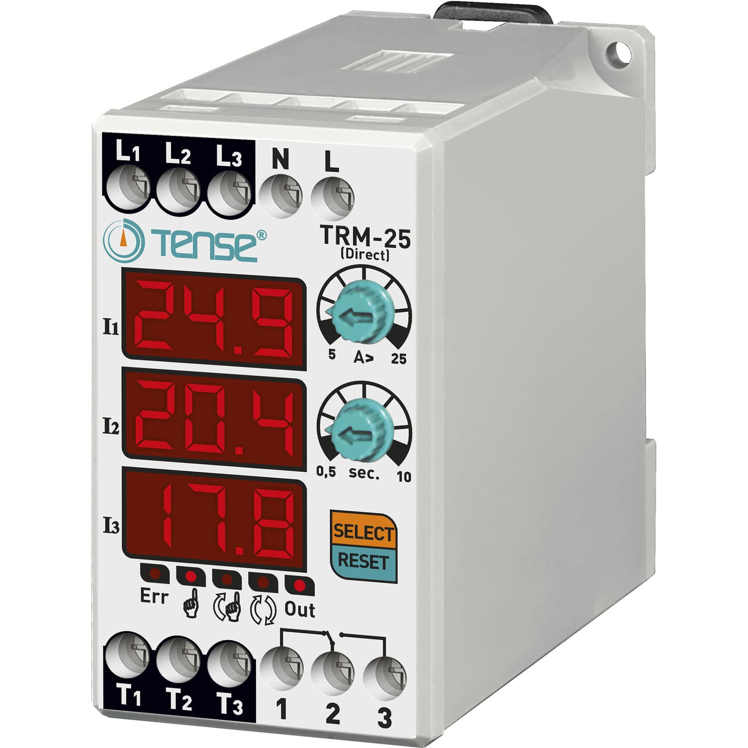 Overload relay - TRM-25 - Tense Electronic - three-phase / DIN rail ...