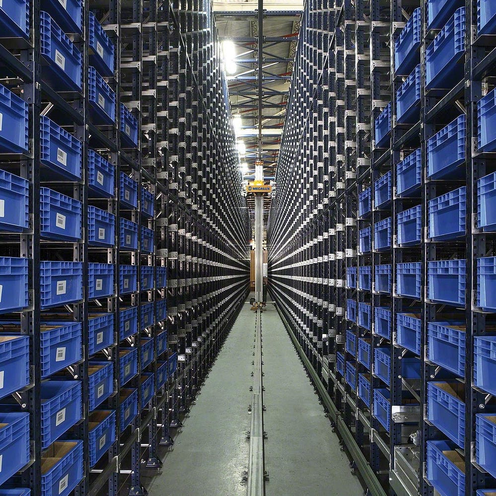 Bin stacker crane - MECALUX - automatic / for storage systems / for ...