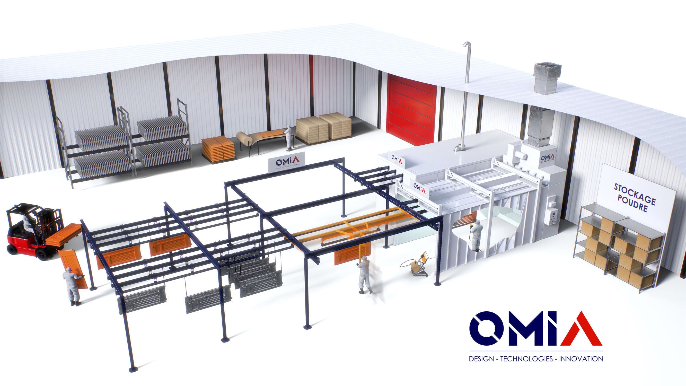 Open powder coating booth - OMIA - ventilated