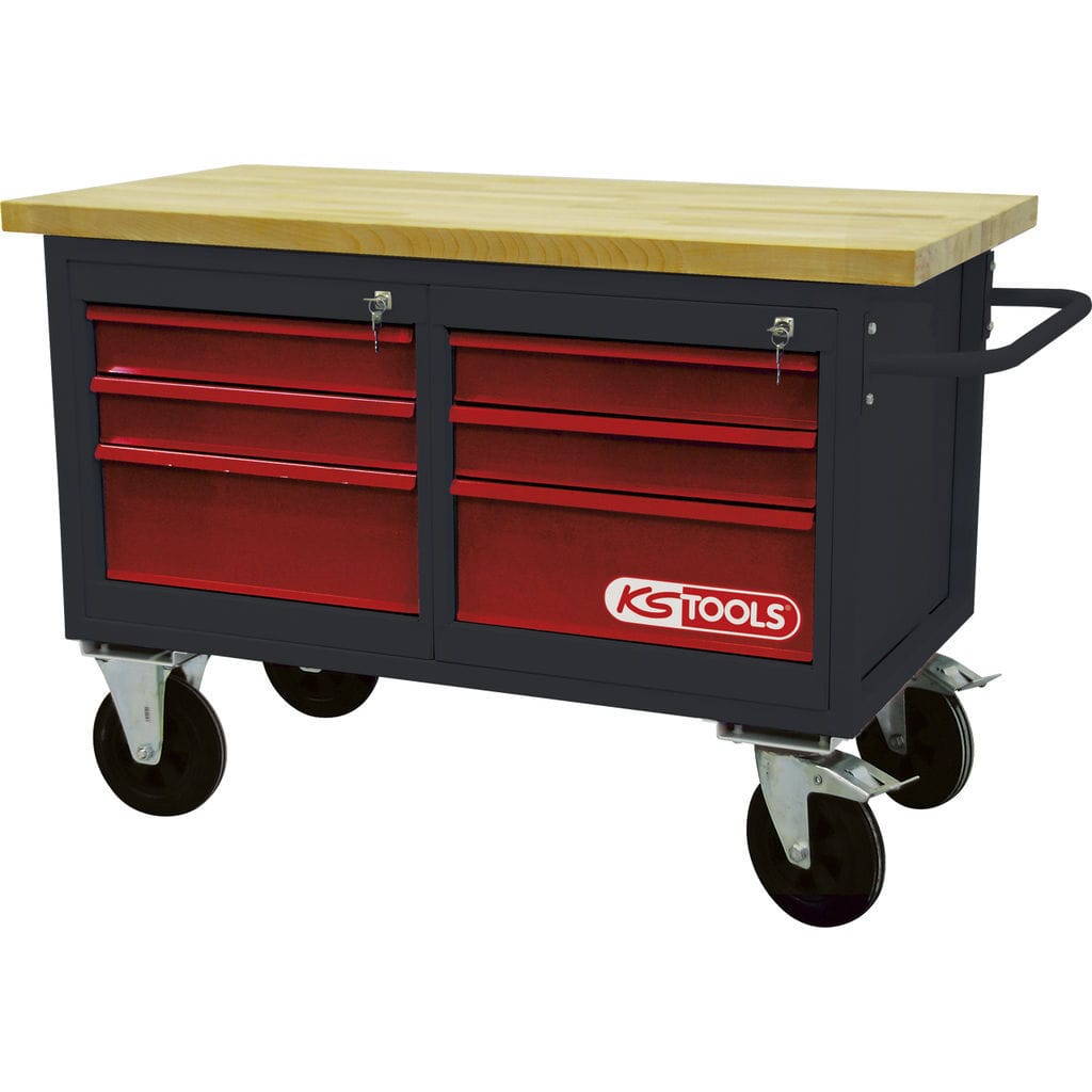 Wooden workbench - 865.0011 - Kstools - 6-drawer / mobile