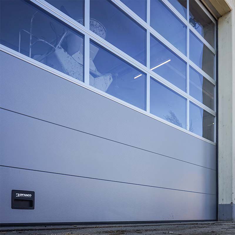 Sectional door - I-14F - Entrematic Dynaco - metal / glazed / indoor