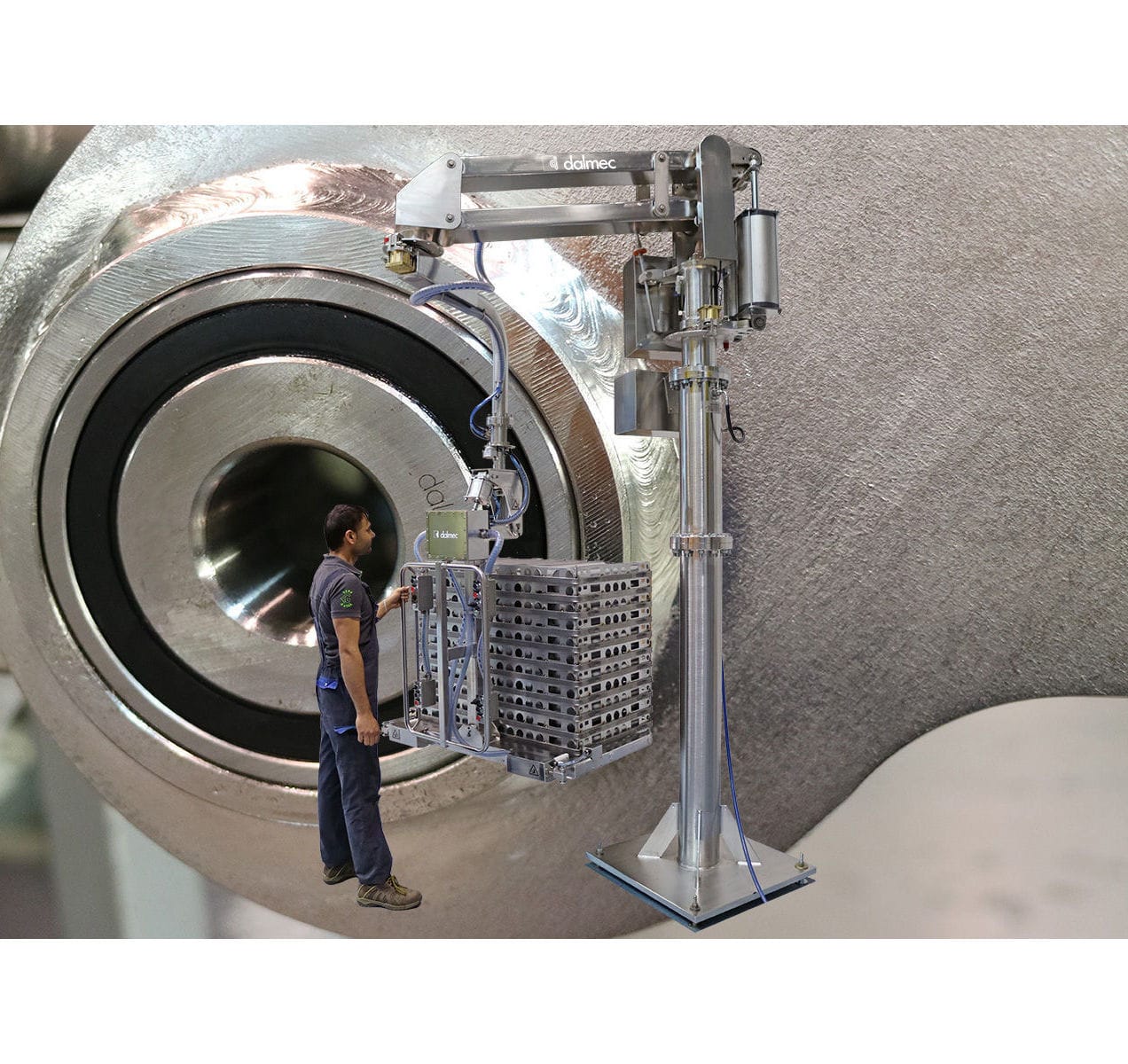 Pneumatic manipulator - DALMEC - with gripping tool / for food / handling