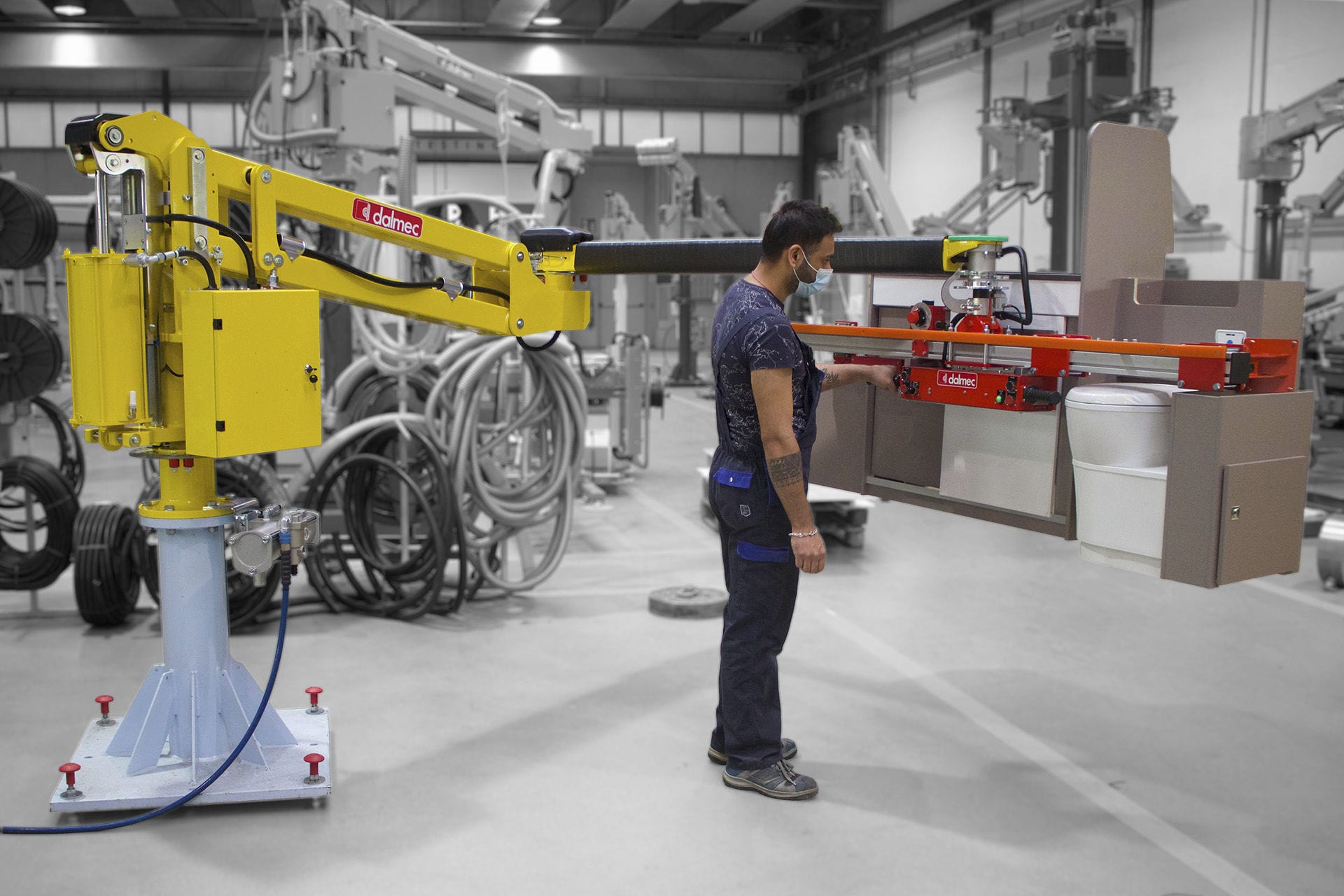 Pneumatic manipulator - DALMEC - electric / with gripping tool / for wood