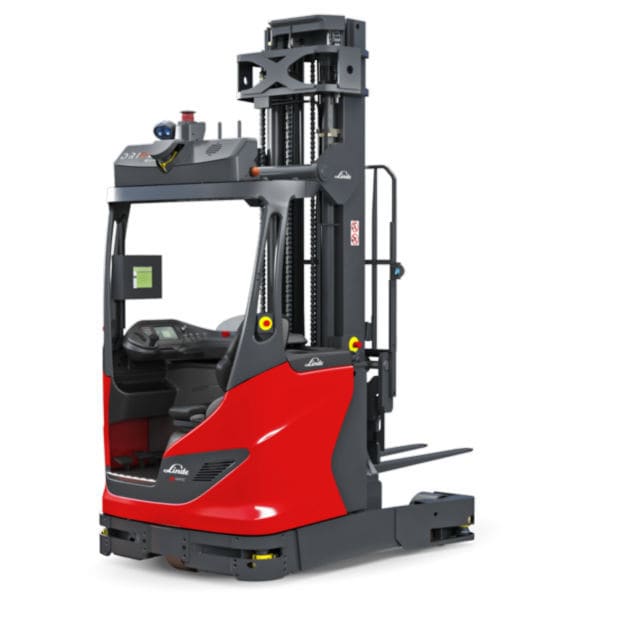 Electric reach truck - R-MATIC - Linde Material Handling - side-facing ...