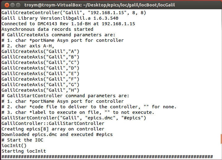 Interface software - EPICS - Galil - motion control / PLC / infrastructure