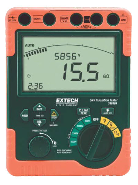 Insulation tester - 380395 - Extech - battery