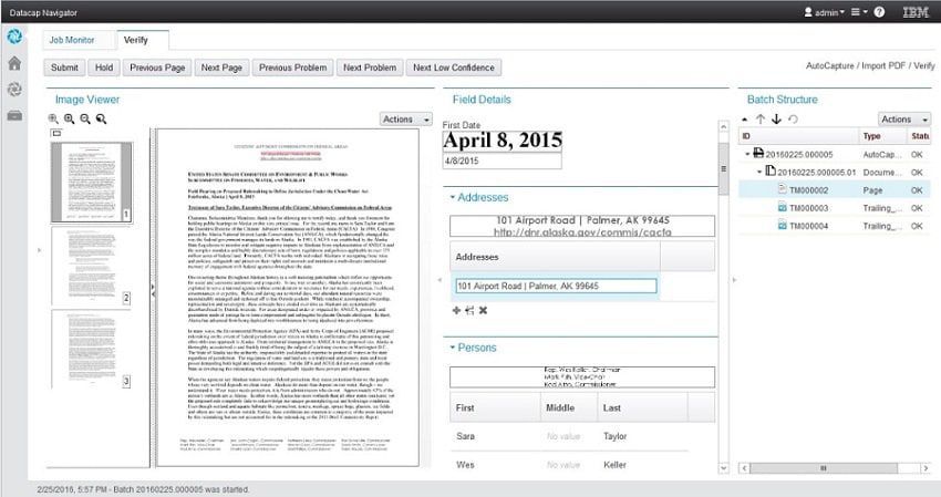 Interface software - Datacap - IBM - database / configuration / machine