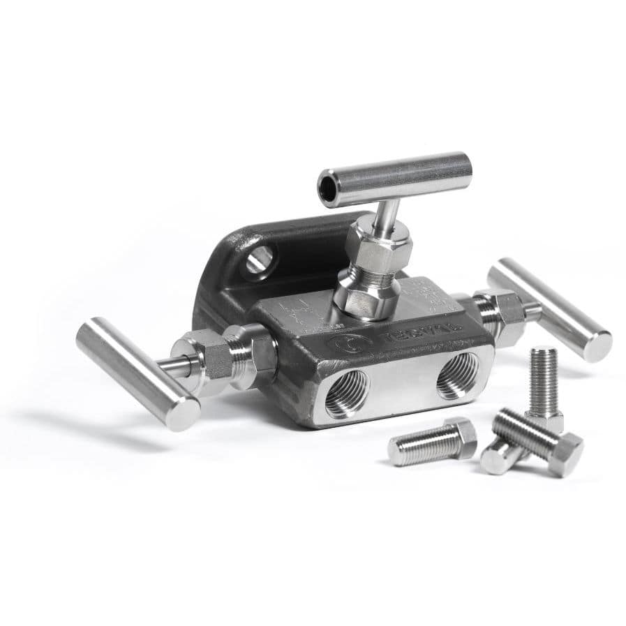 3-way manifold - MBT-2.3DT - TECVAL, S.L. - stainless steel / high-pressure