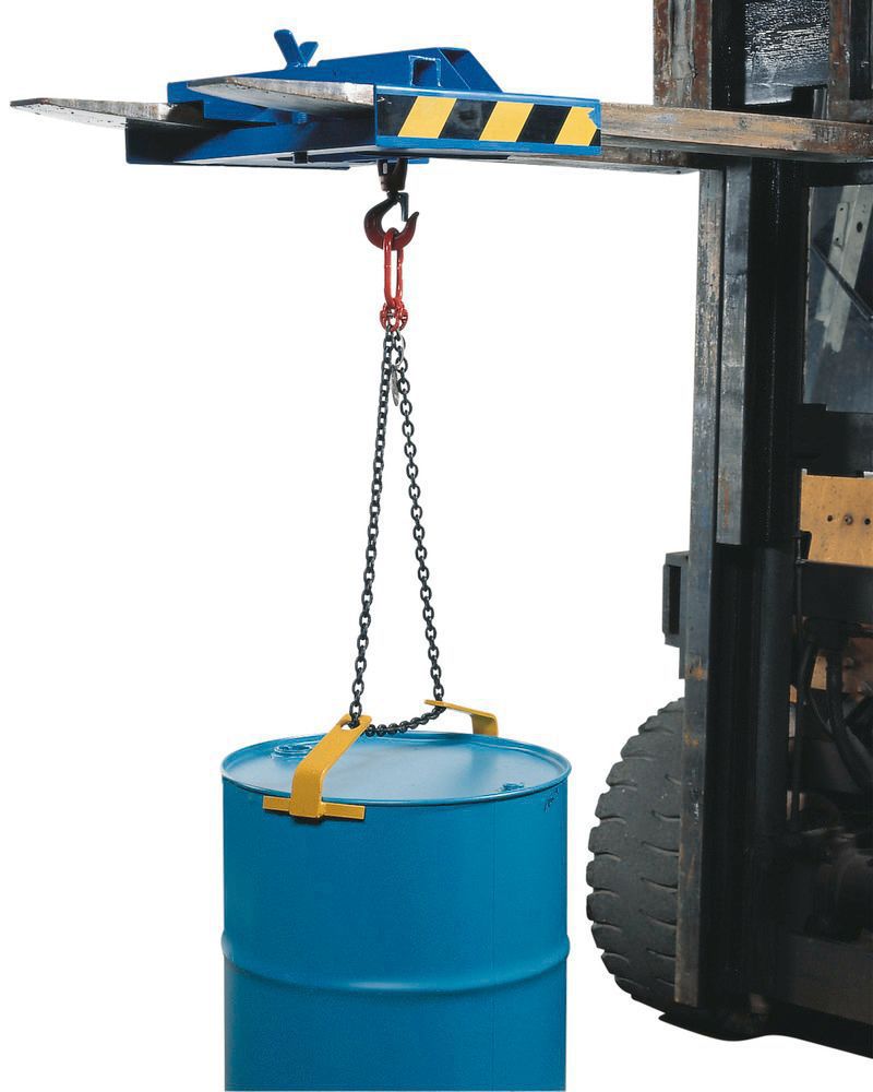 Drum lifter with hook - 115187W - DENIOS - for forklift trucks