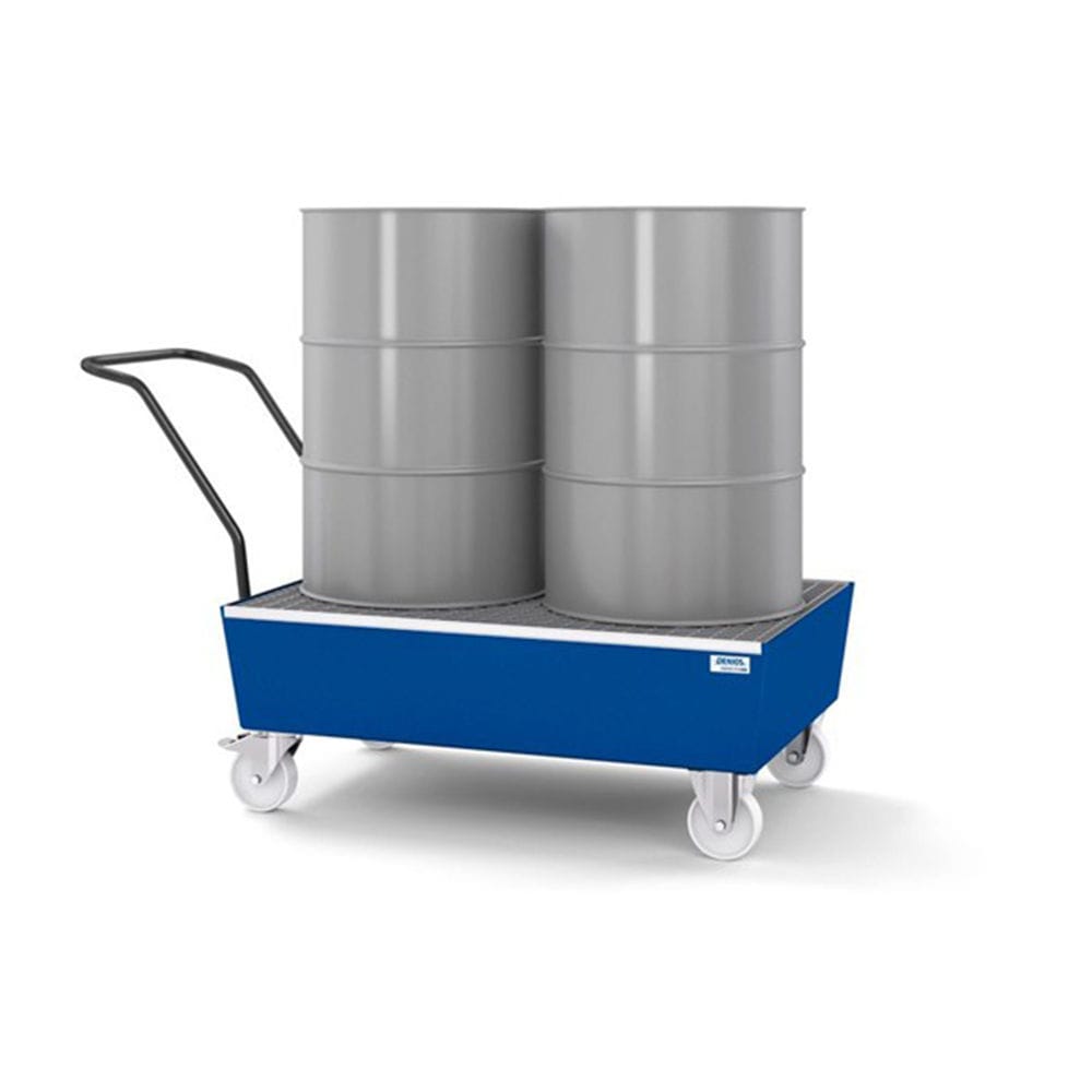 2-drum containment bund - 259339W - DENIOS - painted steel / mobile