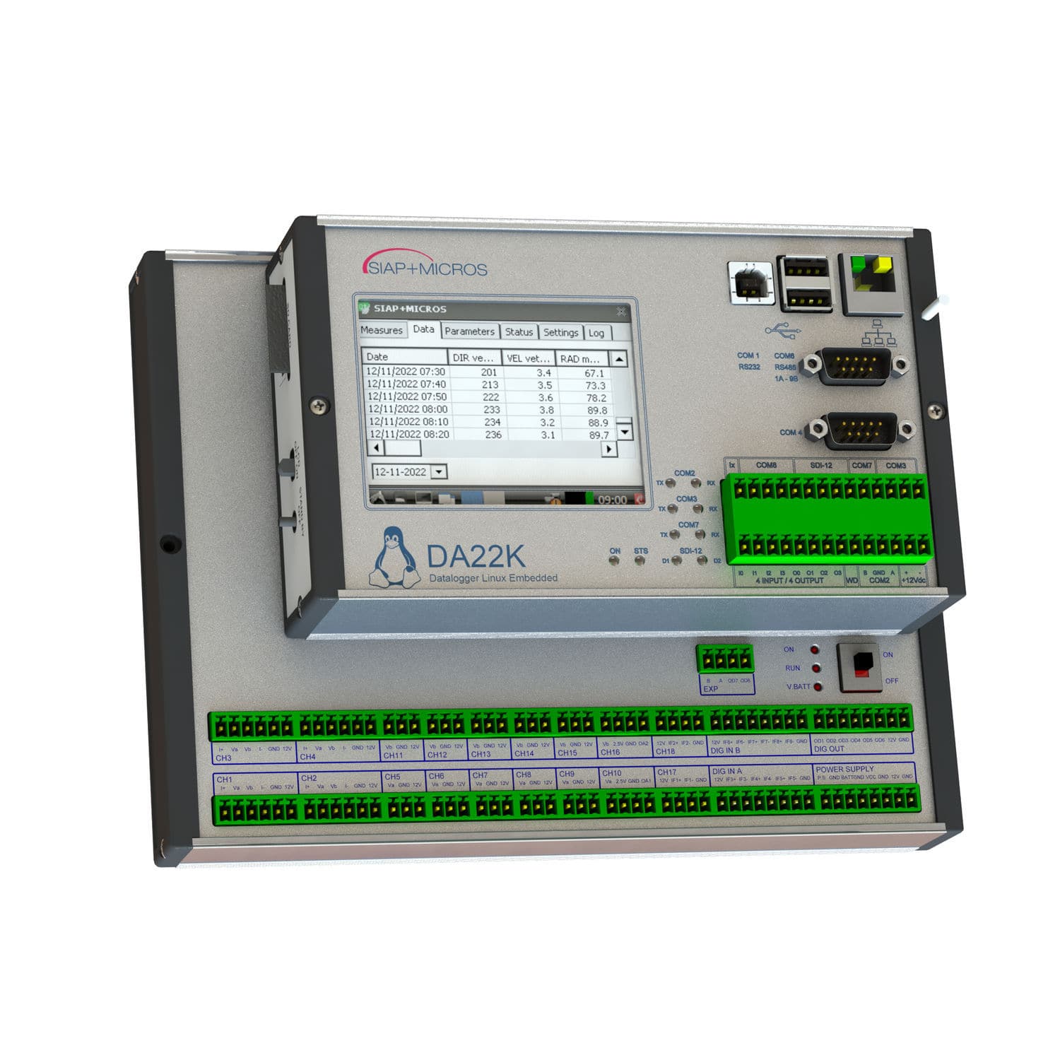 Universal data logger - e022 DA22K - SIAP+MICROS - USB / Ethernet / RS-485