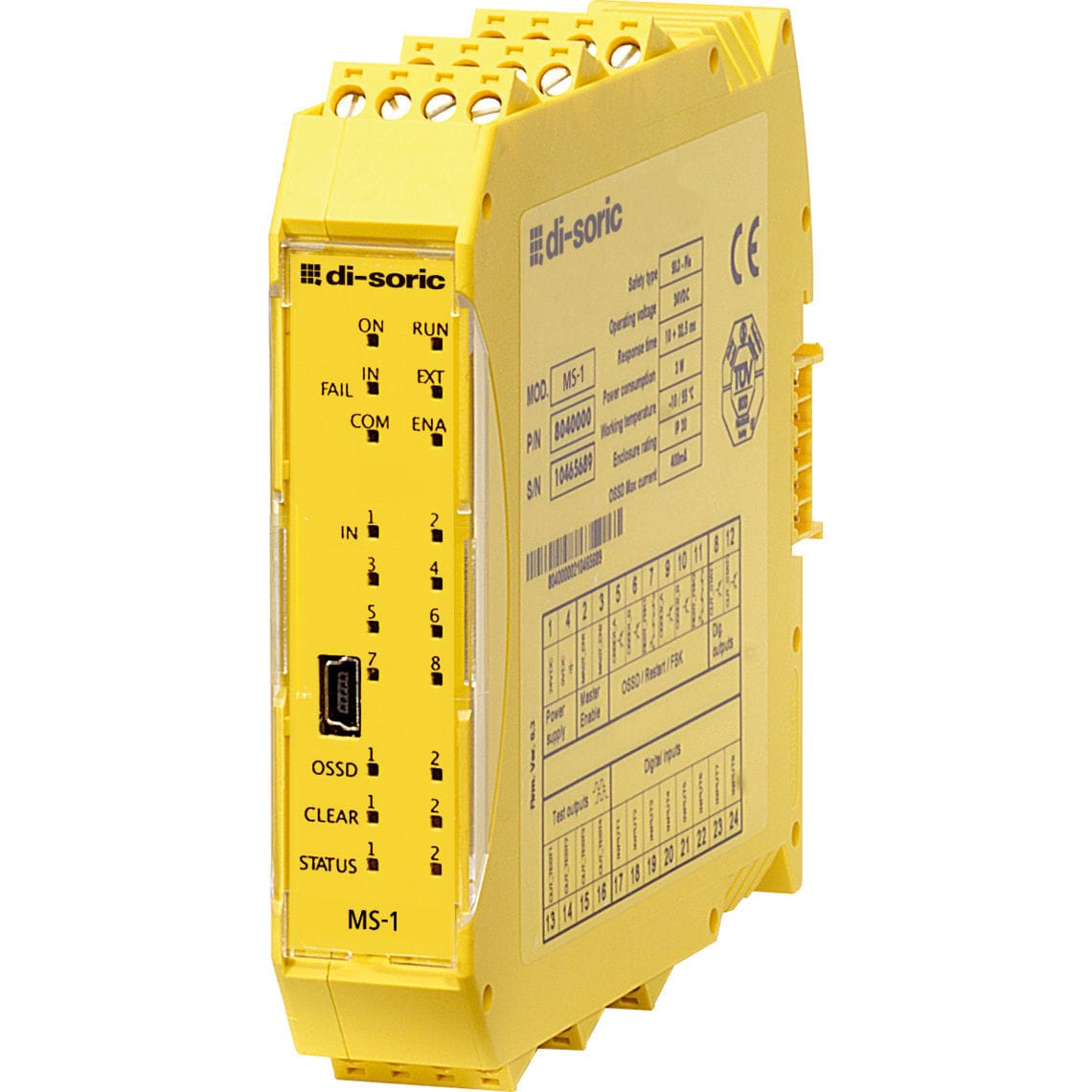 Emergency stop safety relay - MS-1 - di-soric - DIN rail / DC