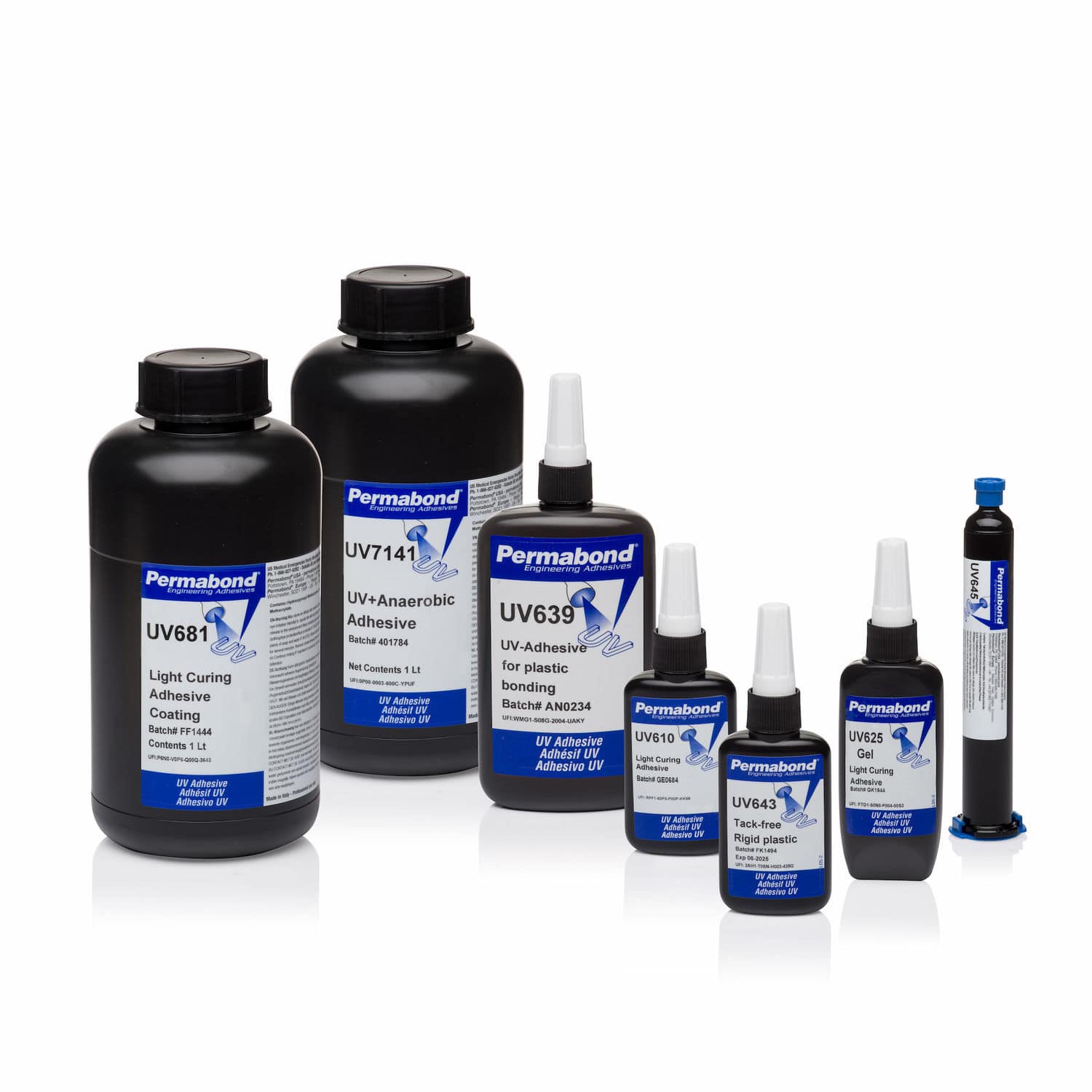 UV-curing adhesive - UV series - Permabond - for metal / for plastics / glass