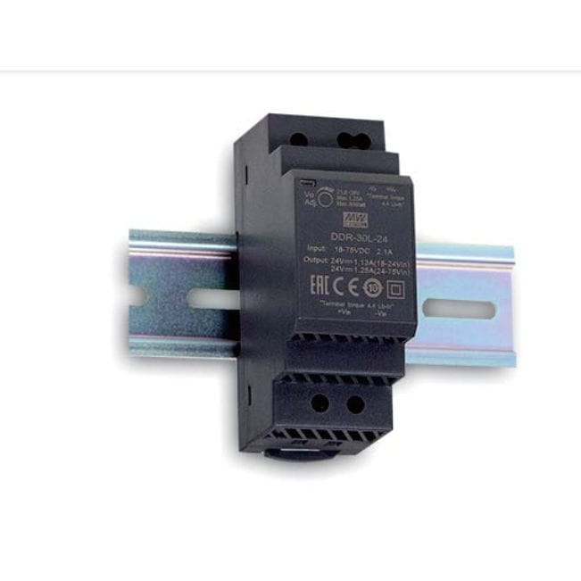 4:1 input voltage range DC-DC converter - DDR-30 series - Mean Well - DIN rail / industrial ...