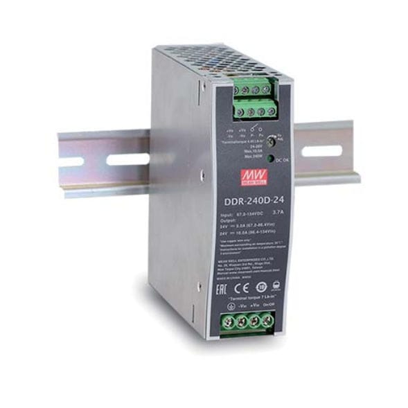 2:1 input voltage range DC-DC converter - DDR-240 series - Mean Well - DIN rail / industrial ...