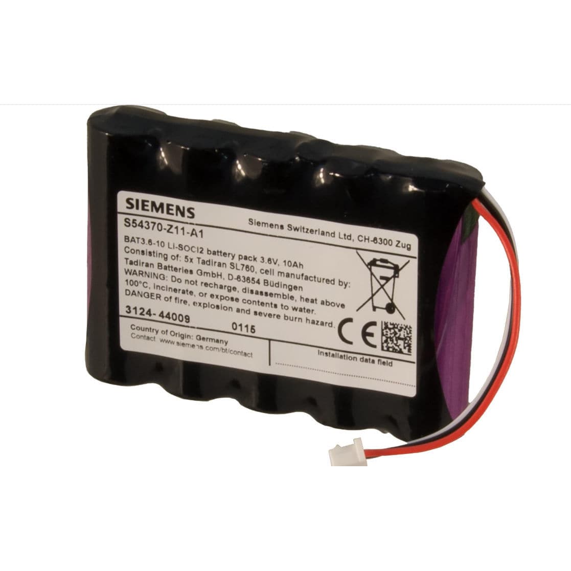 Lithium battery - BAT3.6-10 - Siemens Fire Safety - cylindrical ...