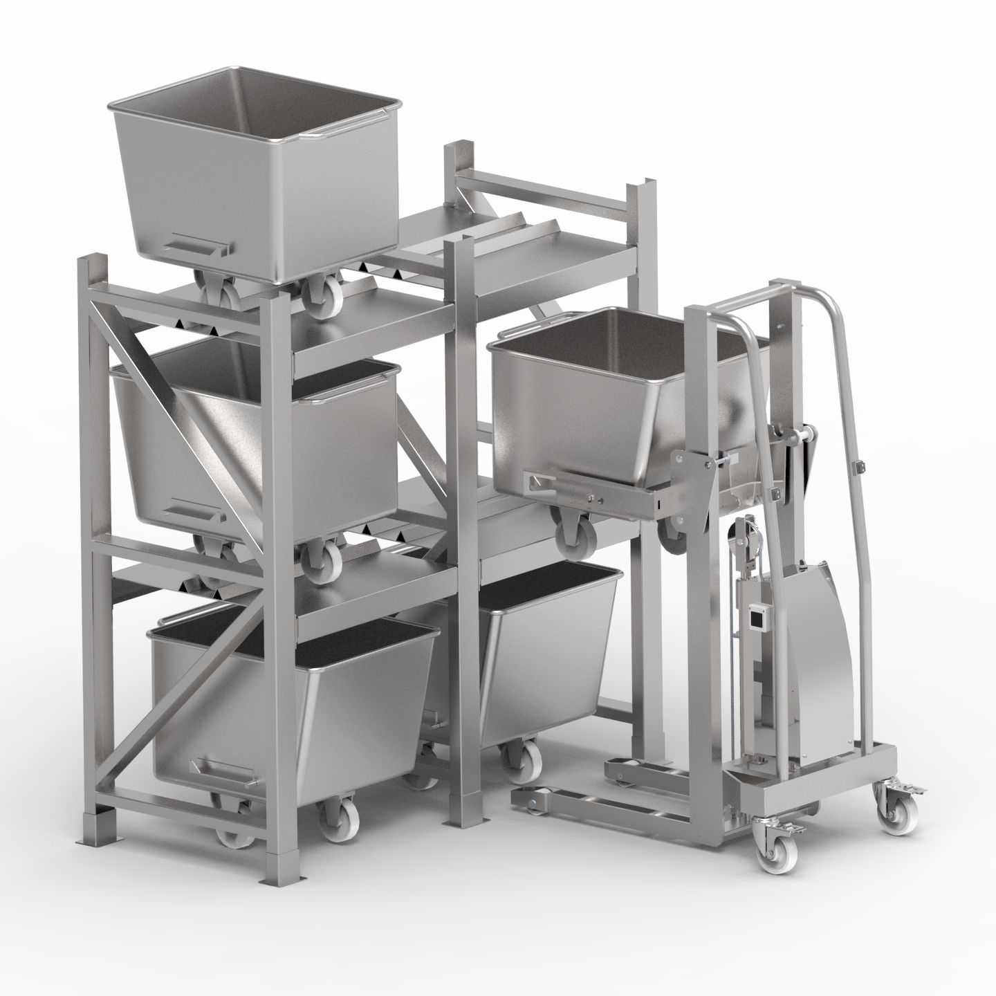 Stacker truck with shelf - EUROBIN - Inoxtruck - electric / manual ...