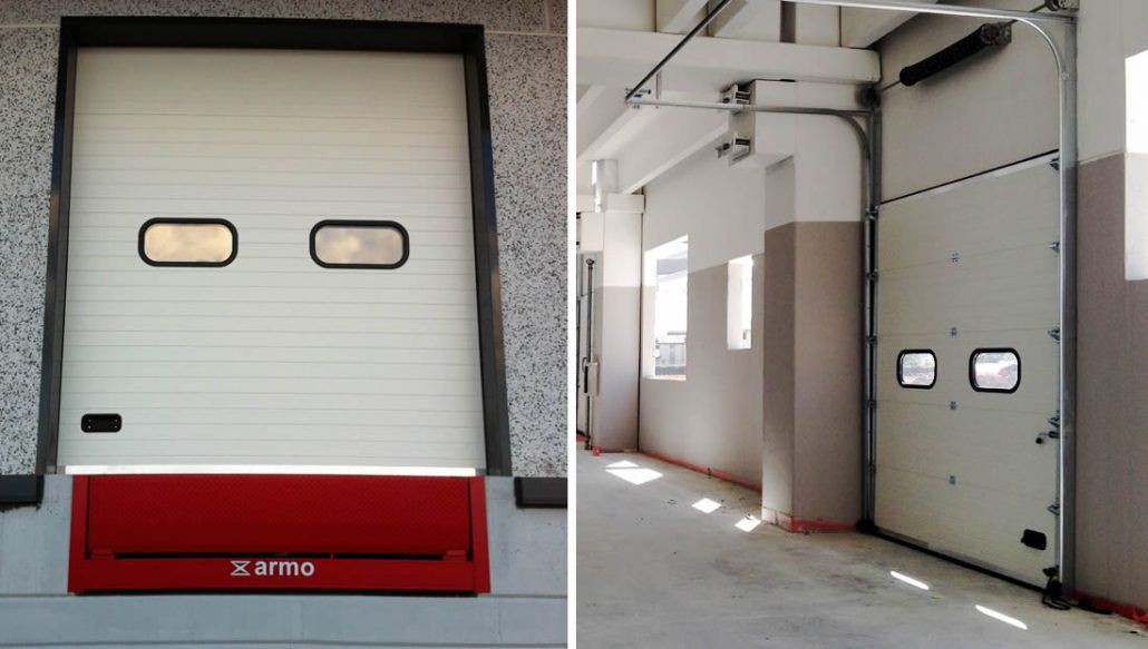 Loading dock door / sliding / sectional / galvanized steel - Armo s.p.a ...