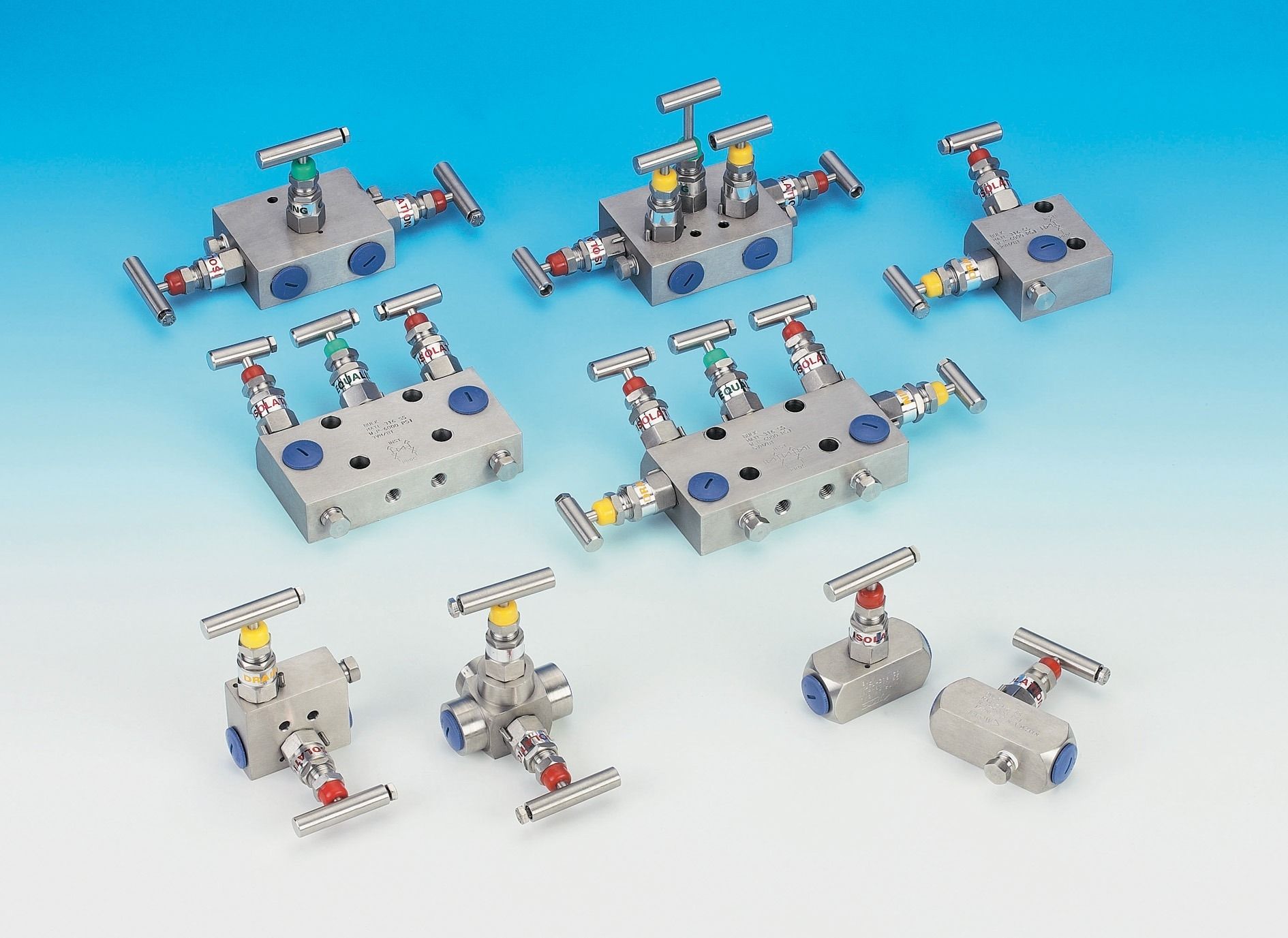 5-way manifold - BULK - stainless steel / for measurement instruments