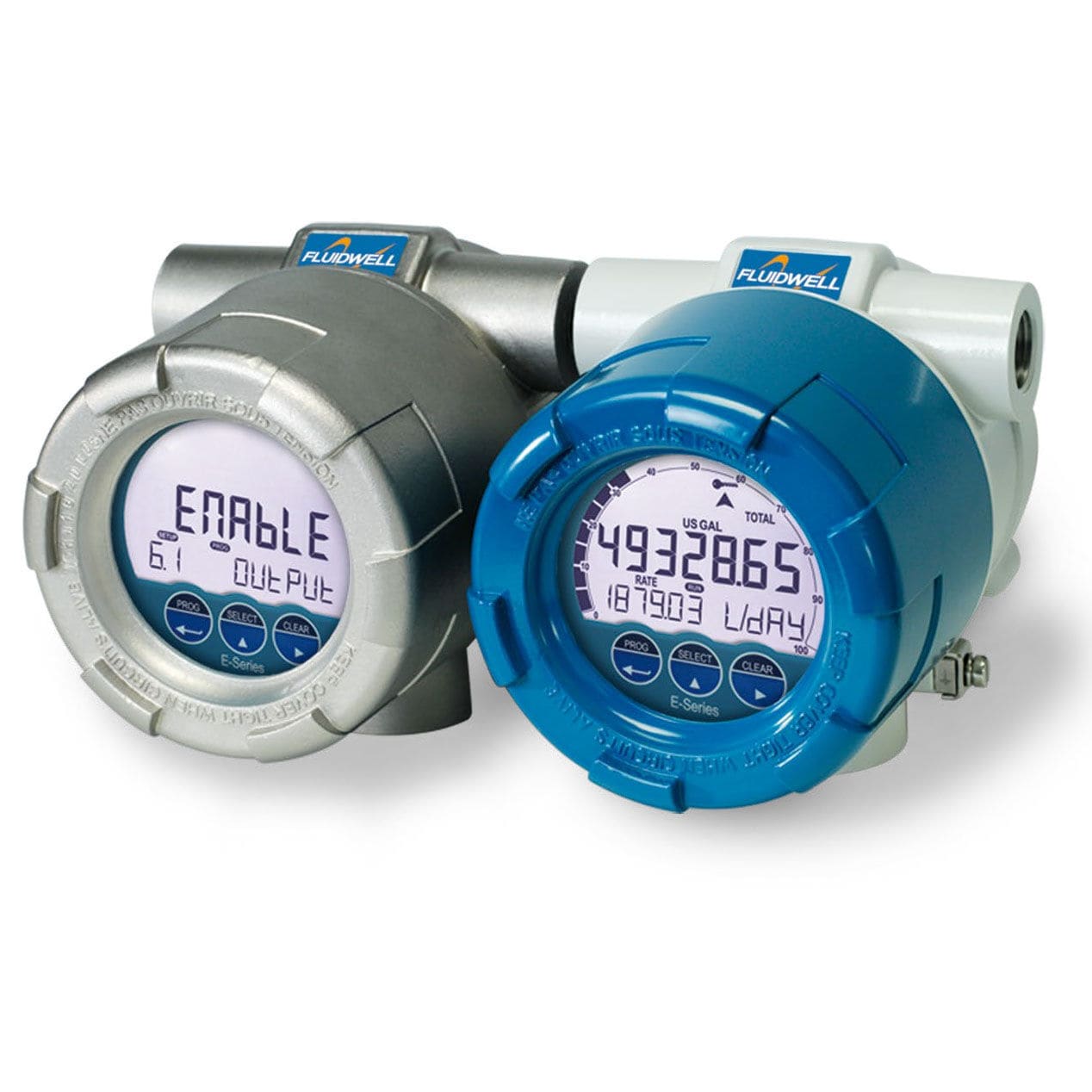 Flow indicator totalizer - E110 - Fluidwell bv - LCD display / explosion-proof / analog output