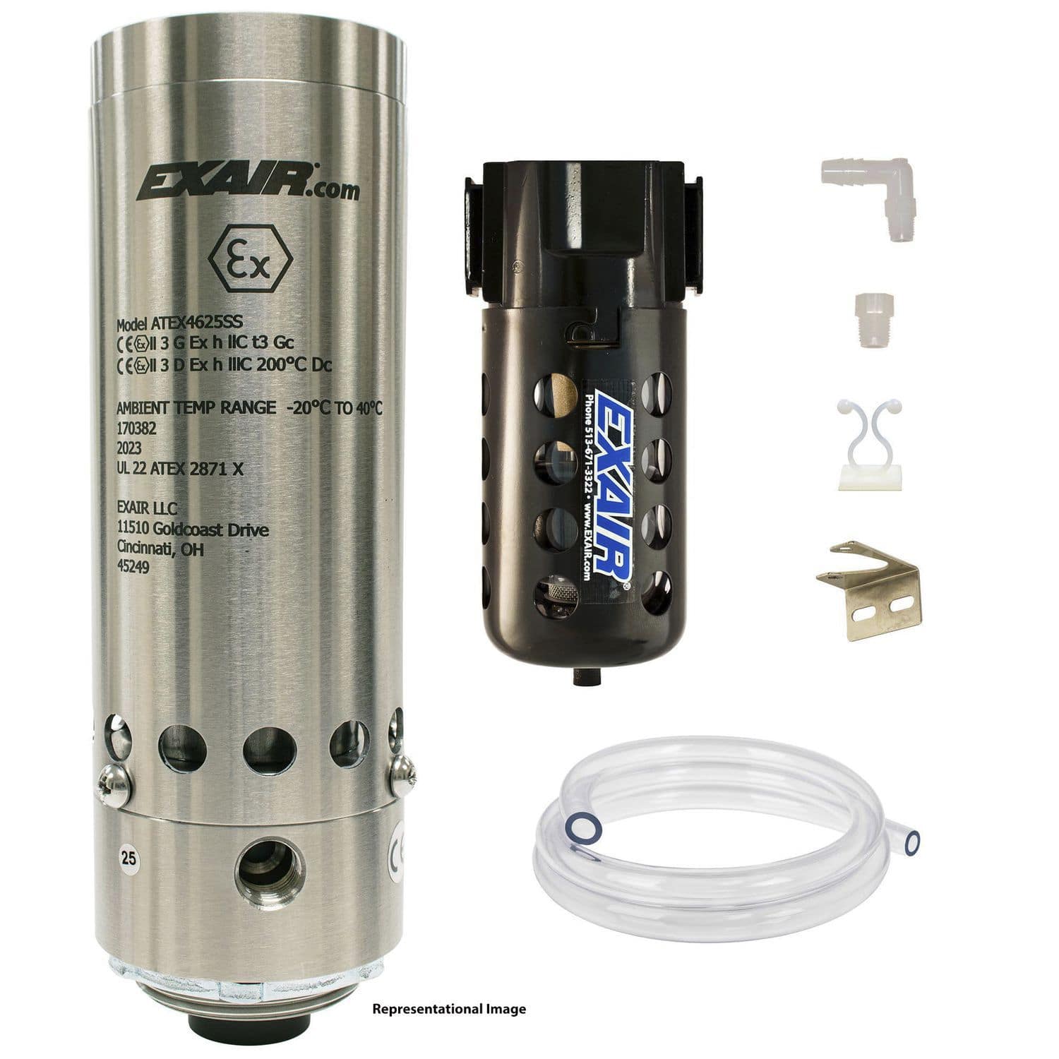 Compressed air cooler - ATEX4725SS - EXAIR - water / stainless steel / ATEX