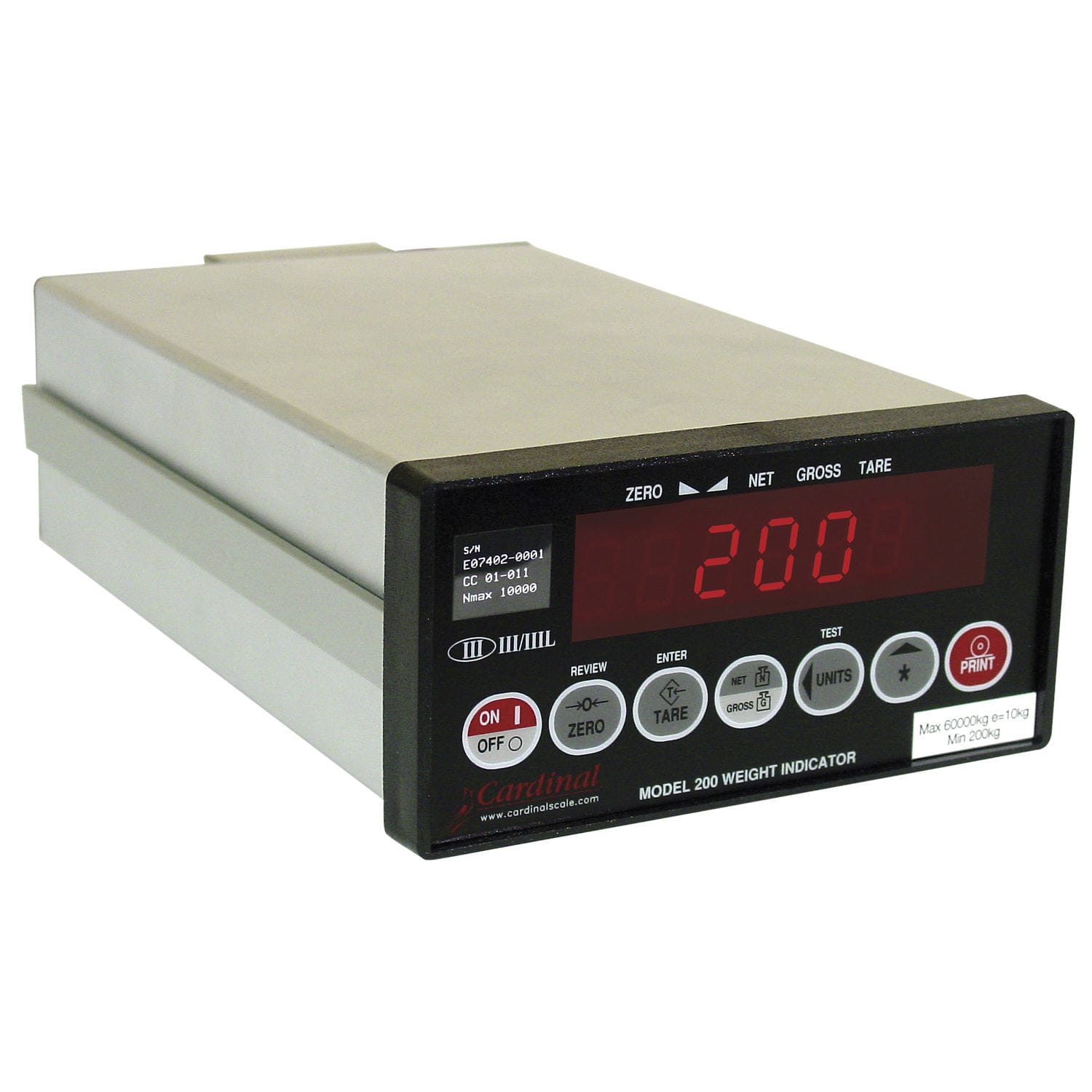 LED display weight indicator - 200 - Cardinal Scale - panel-mount / RS-232