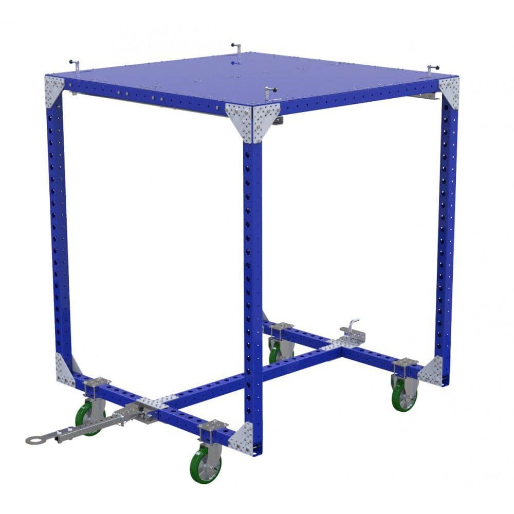 Handling cart - Q-100-1043 - FlexQube - metal / shelf / container