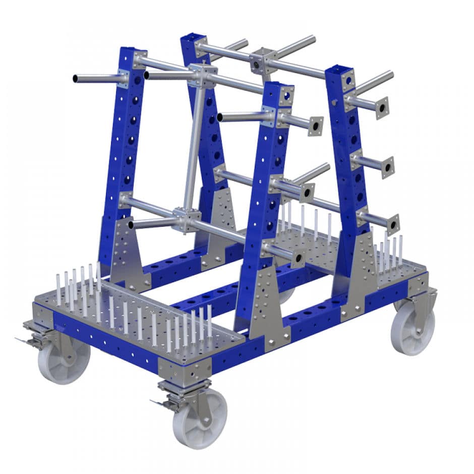 Handling cart - Q-100-0836 - FlexQube - metal / wire mesh platform / portal