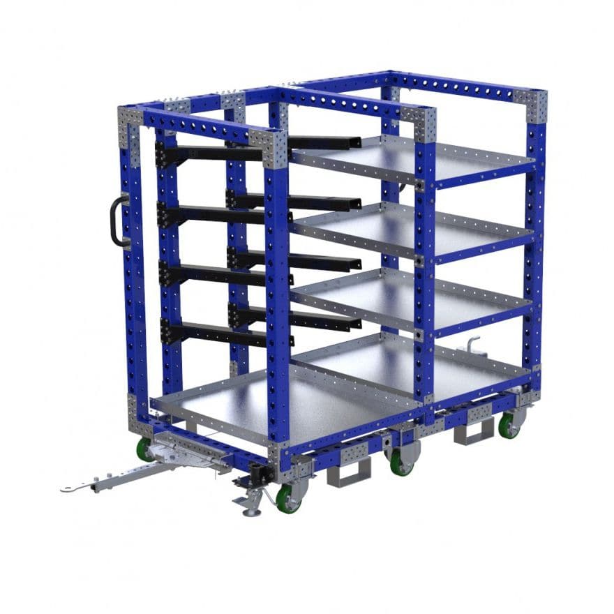 Handling cart - Q-100-0650 - FlexQube - metal / shelf / six-wheel