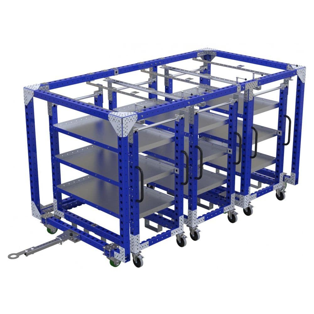 Handling cart - Q-100-0381 - FlexQube - metal / shelf / six-wheel