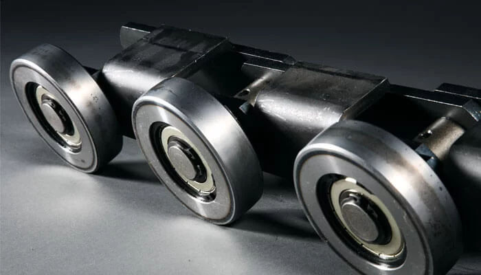 Steel conveyor chain - Z.M.C. SRL - double / attachment / with extended ...