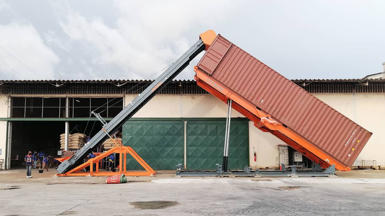 Electric and hydraulic tipping station - SAUTEC - for containers