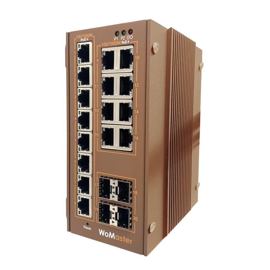 Managed ethernet switch - DP420 - WoMaster - 20 ports / layer 2 / gigabit