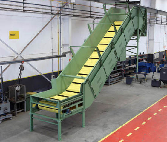 Belt conveyor - COMETEL S.A. - inclined / for cardboard boxes / for waste