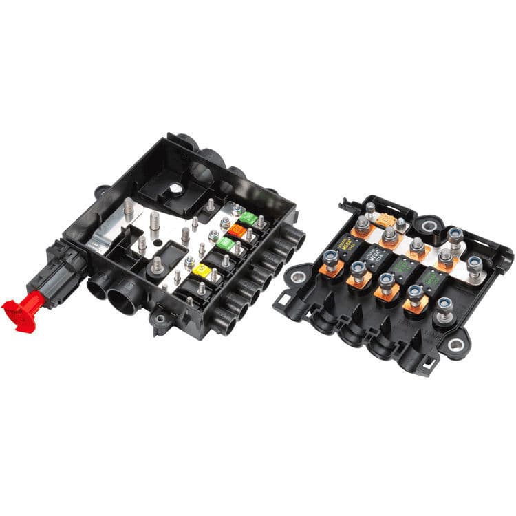 Equipped fuse box - LEONI - modular / metal / circuit breaker