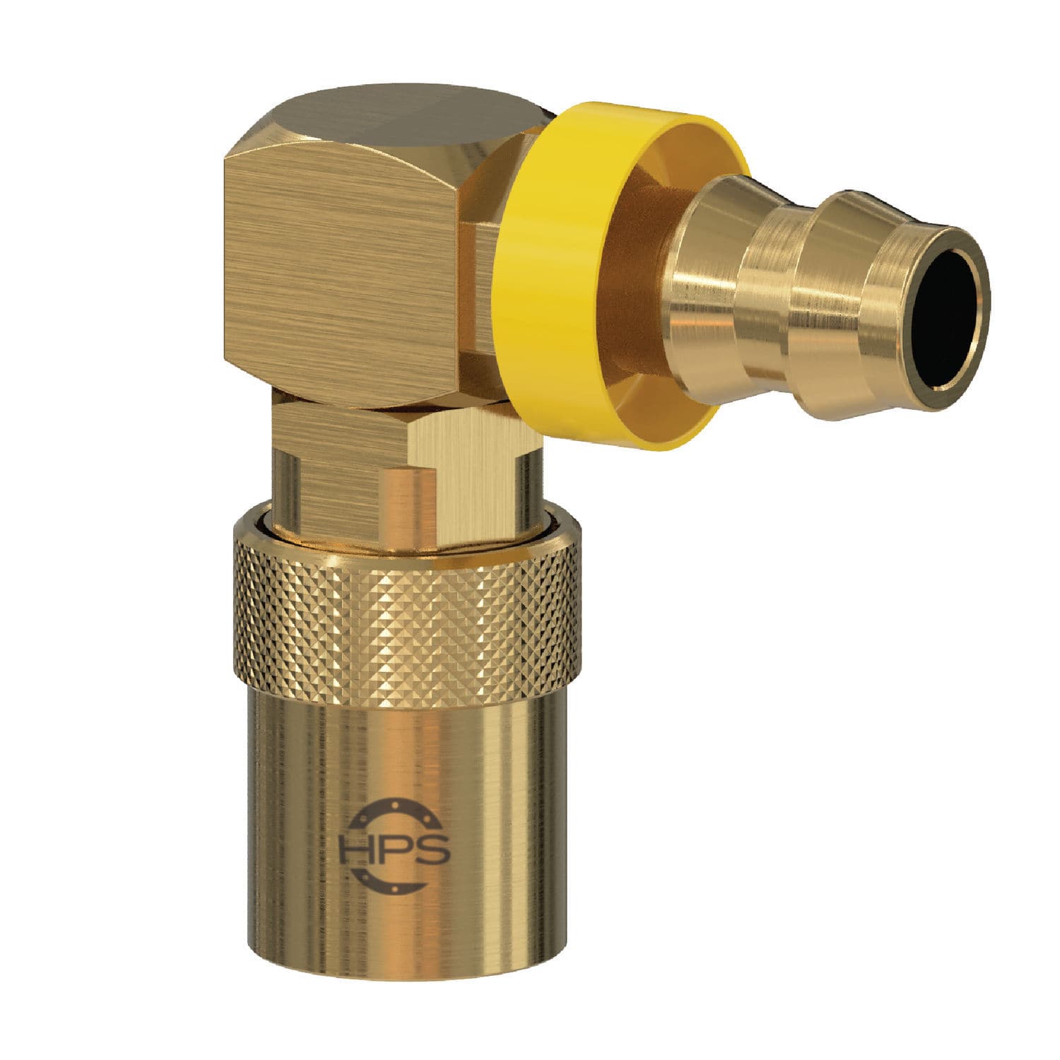 90° angle fitting - HPS International - hydraulic / socket / brass