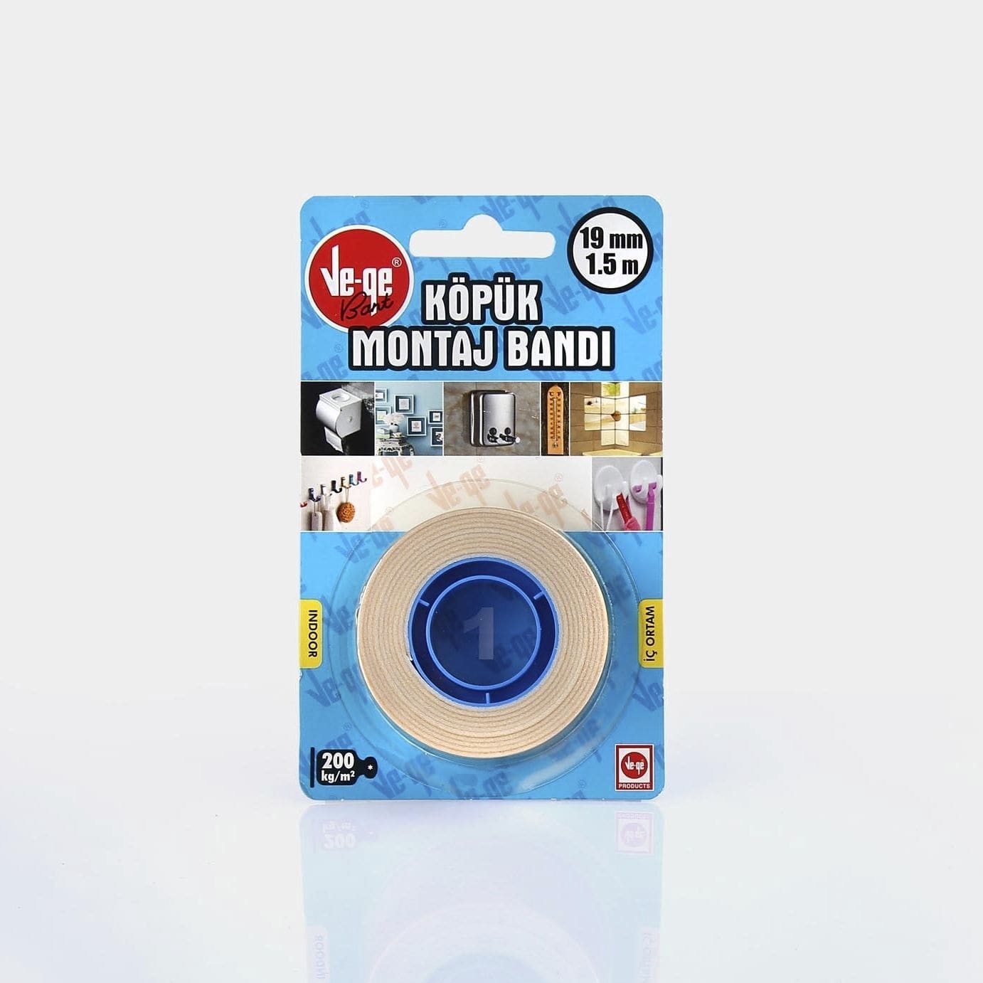 Double-sided adhesive tape - Ve-ge - rubber / foam / permanent