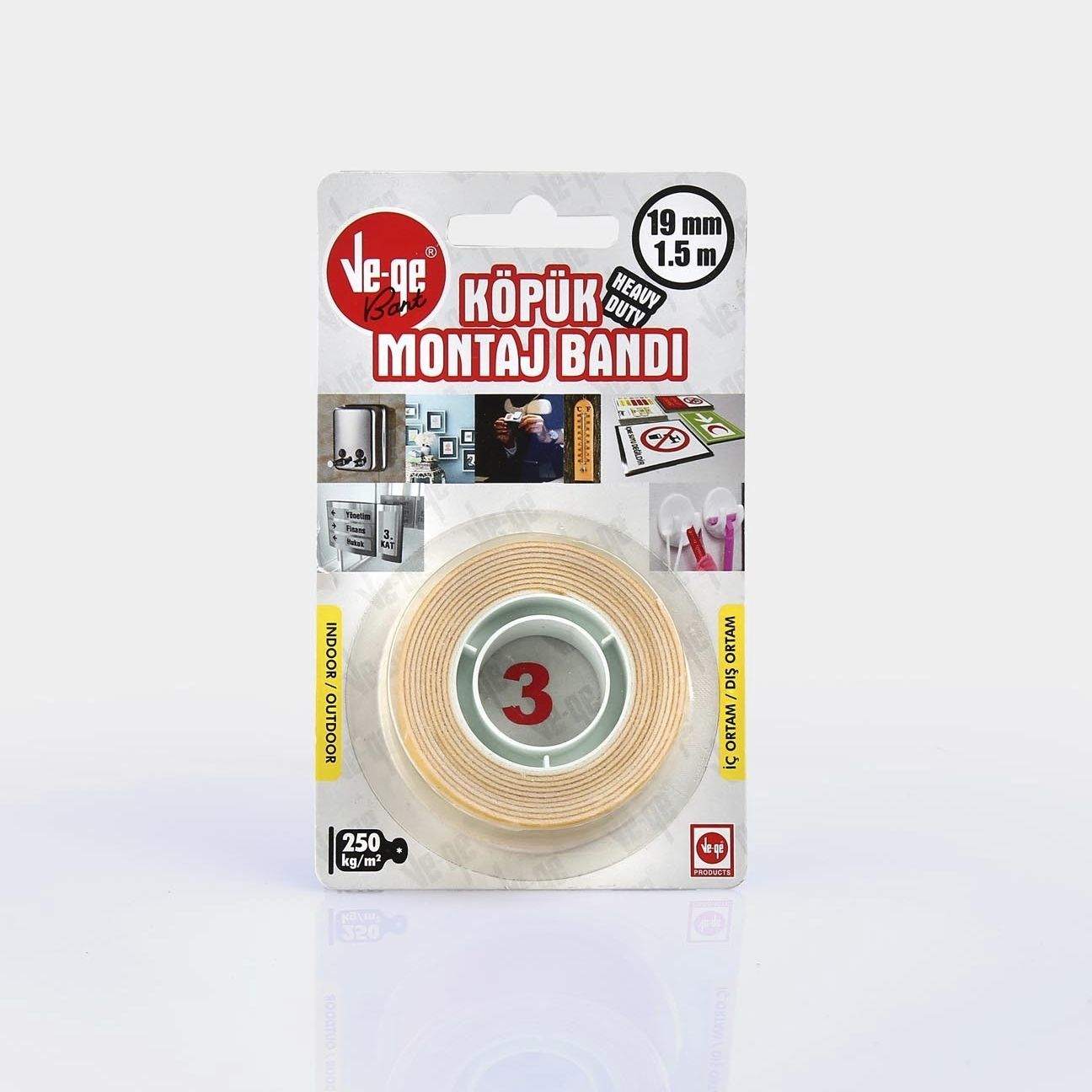 Double-sided adhesive tape - Ve-ge - rubber / foam / permanent