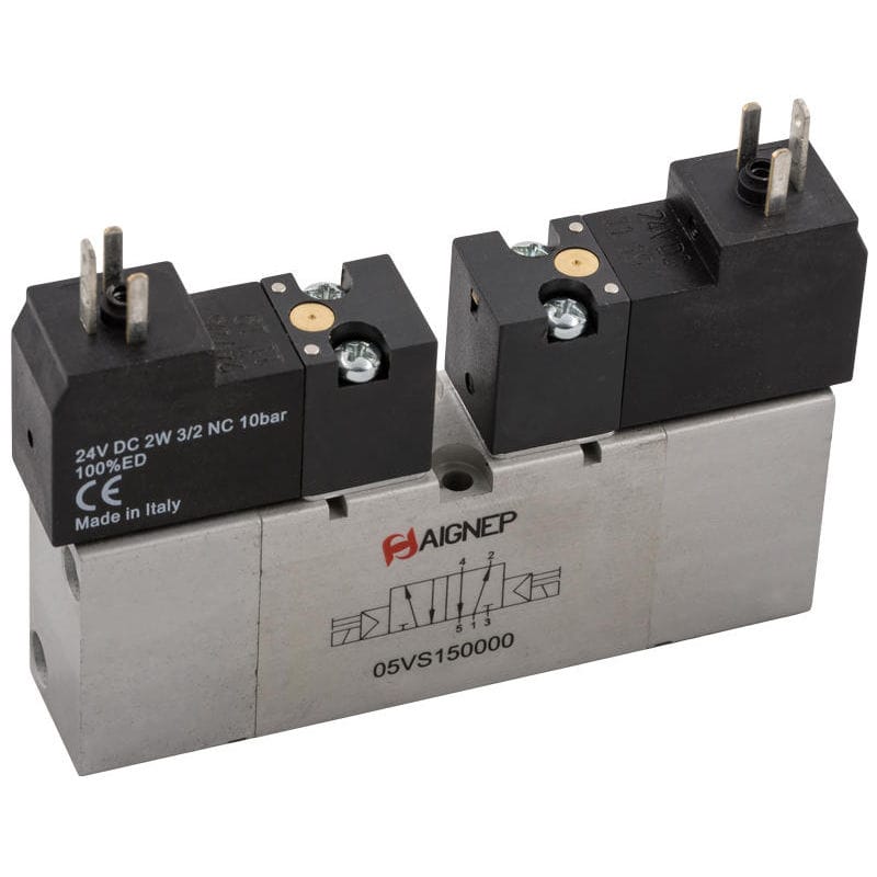 Spool pneumatic directional control valve - 05VS series - AIGNEP - solenoid-operated / 5/2-way ...