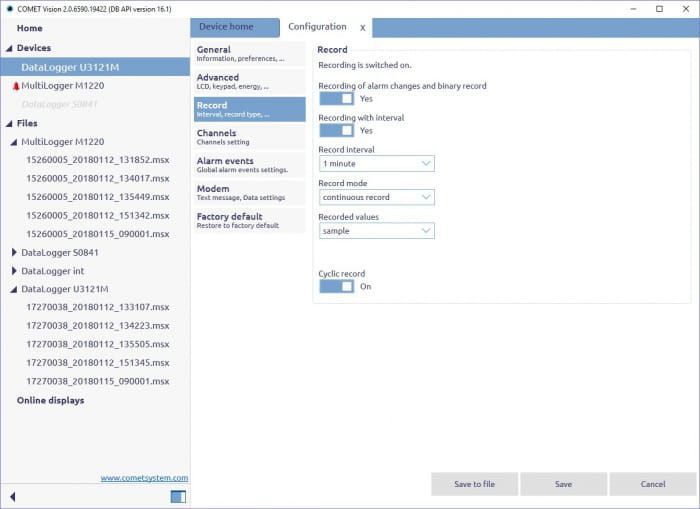 Management software - VISION 2.0 - COMET SYSTEM, s.r.o. - analysis