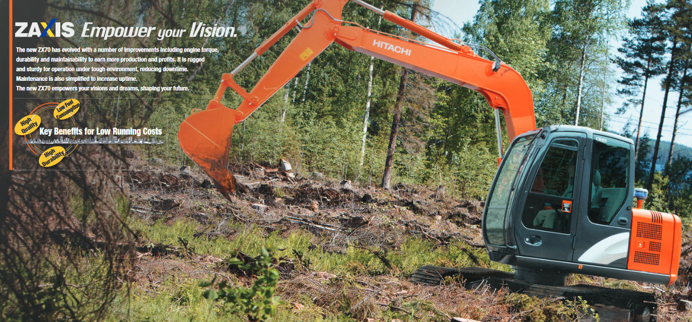 Medium excavator - ZX70-5G - HITACHI Construction Machinery - crawler ...
