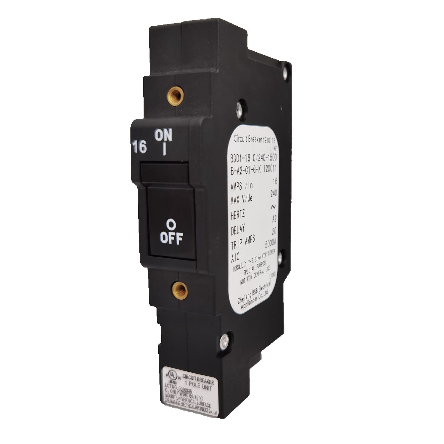 Rocker switch type circuit breaker - B3D 1P - ZHEJIANG BSB ELECTRICAL ...