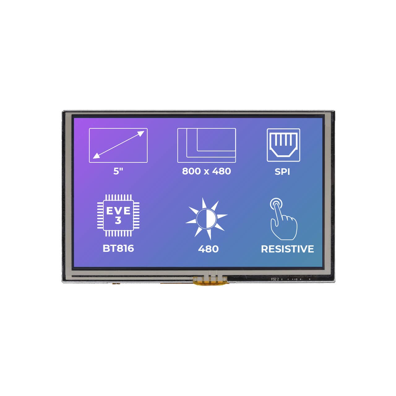 TFT display module - RiTFT-50-RES - Riverdi - resistive touch screen ...