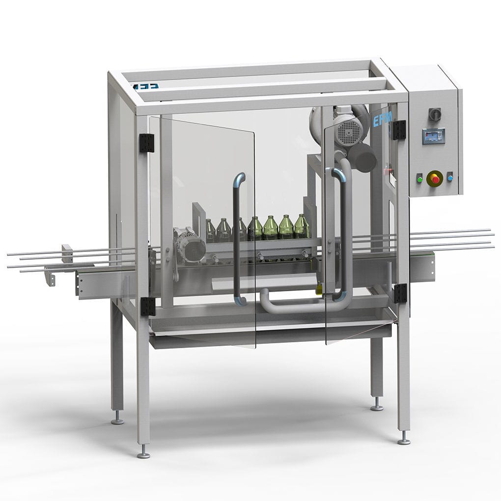 PET bottle rinser - EFM MACHINERY - for glass bottles / in-line / rotary