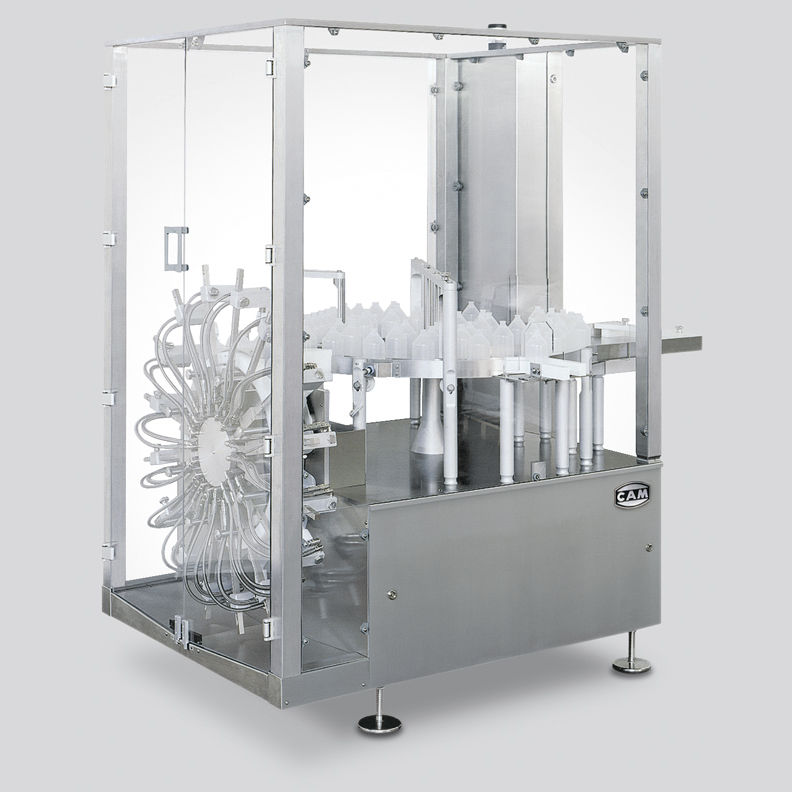 Spray cleaning machine - TSA - CAM - aspiration / automatic / for bottles