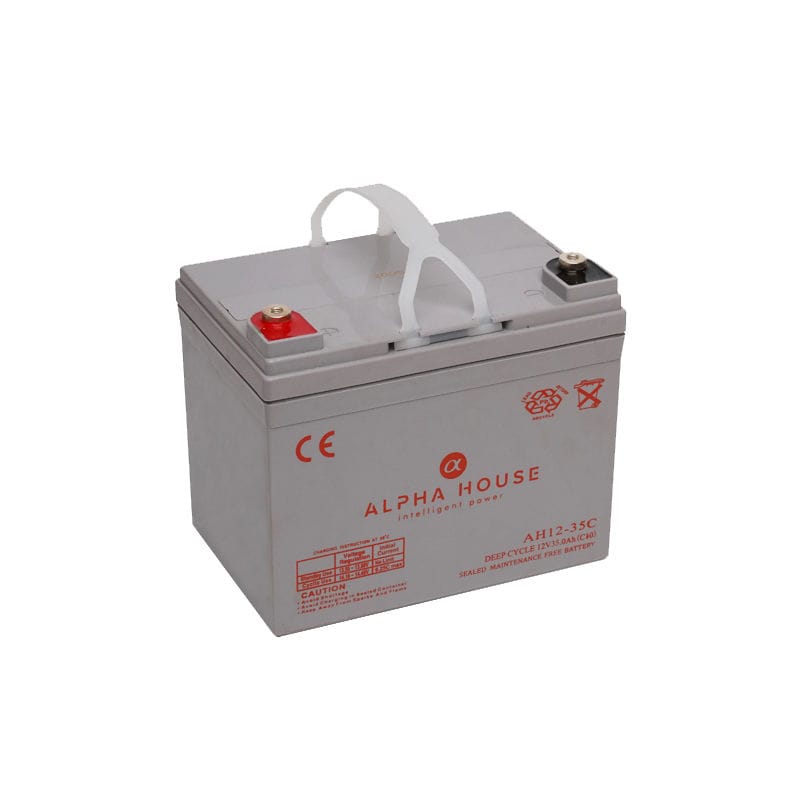 Rectangular battery - AH12-35C Deep Cycle - Alpha House Ltd - 12 V / UL ...