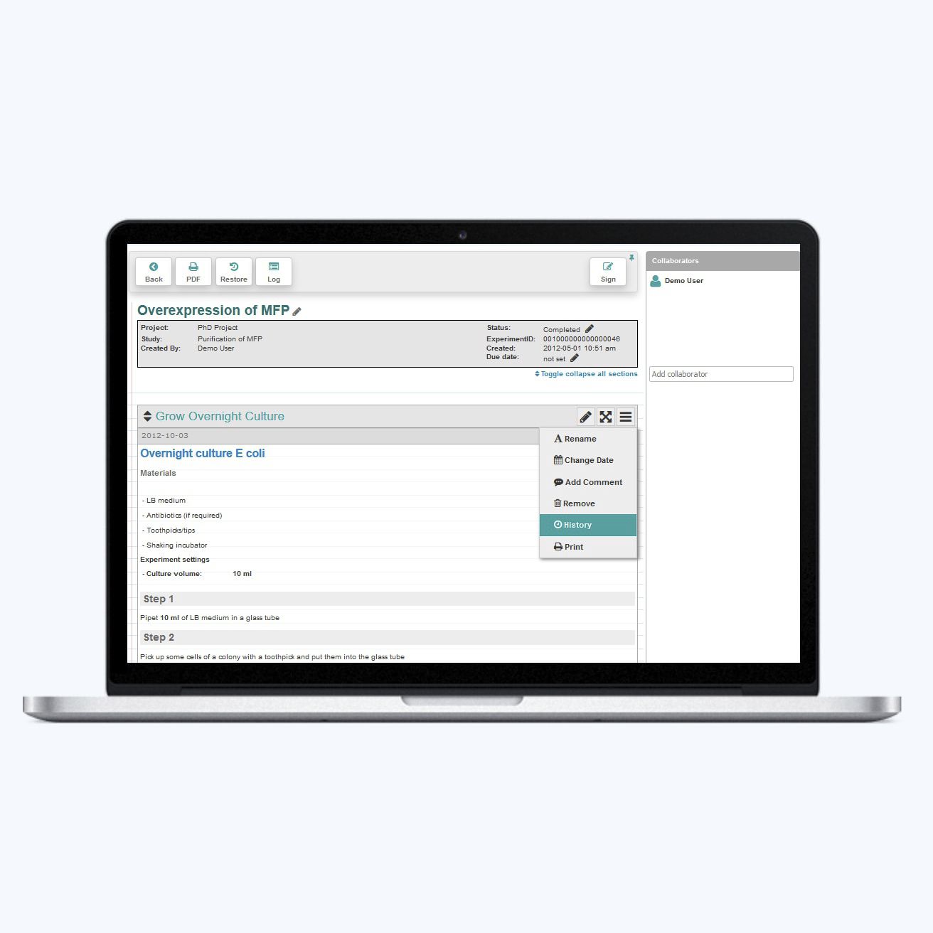 Tracking software - eLABJournal - Eppendorf SE - laboratory / iOS / Android