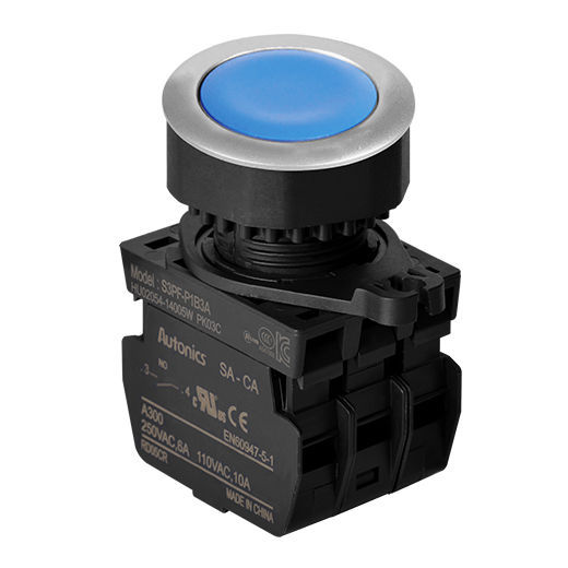 Mushroom push-button switch - S3PF Series - Autonics - IP65 / flush-mounted